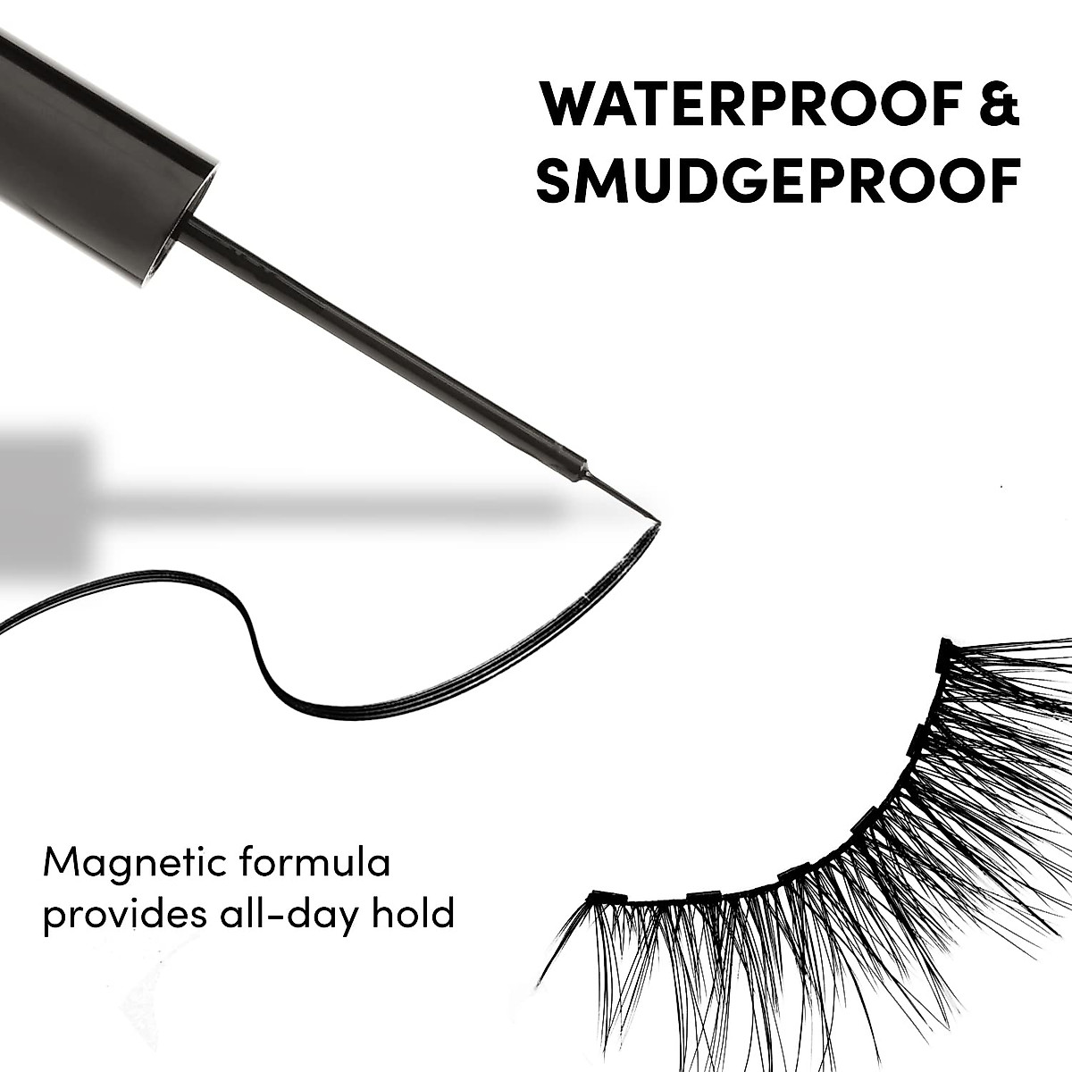 Glamnetic Magnetic Eyeliner - Black | Waterproof Liquid, All-Day Hold for Magnetic Eyelashes, Sweatproof, Paraben-Free - 7.5ml