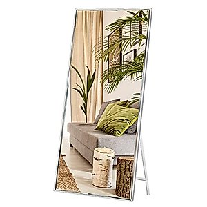 Amazon Brand – Pinzon Full Length Mirror 65"x24", Large Floor Mirror with Frame for Wall Hanging and Standing, White