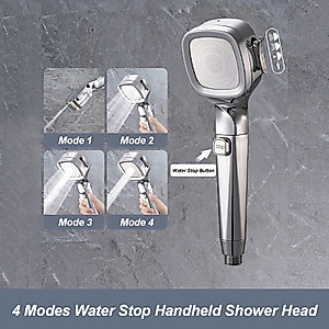 IOUHAPPY High Pressure 4-mode Handheld Shower Head Filtered Shower Head, One-key Stop Water Shower Heads with Handheld Spray, Extra Long 79 Inch Stainless Steel Hose, Wall & Overhead Brackets