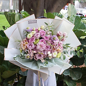 HYSSINOWRAP 40 sheets 4 colors, flower wrapping paper, flower shop paper, waterproof wrapping paper, semi transparent wrapping paper, including ribbon, 22.8 * 22.8 inches1-light mix