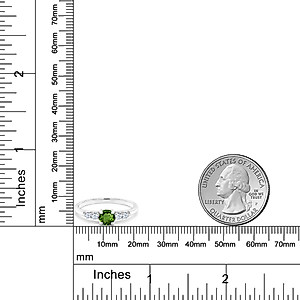 Gem Stone King 925 Sterling Silver Green Chrome Diopside and White Created Sapphire Engagement Ring For Women (0.67 Cttw, Available In Size 5, 6, 7, 8, 9)