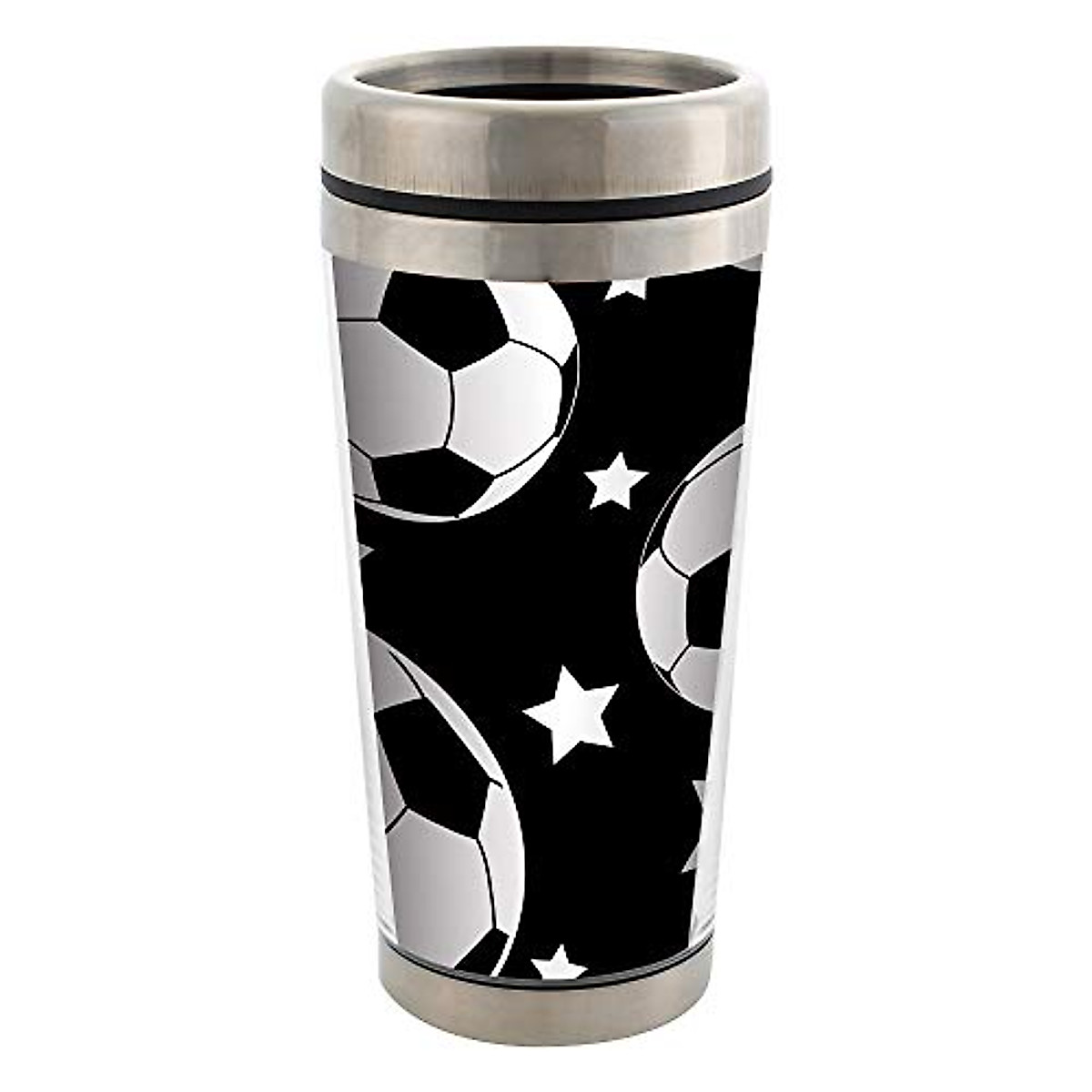 Elanze Designs Soccer Stainless Steel 16 oz Travel Mug with Lid