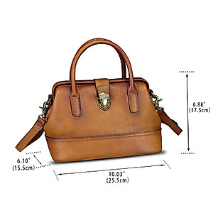 Genuine Leather Satchel Handbag for Women Purse Top Handle Bags Handmade Vintage Crossbody Bag Purses (Brown) Medium