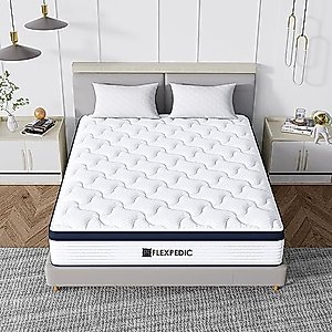 FLEXPEDIC 10" King Mattress, Memory Foam Hybrid Mattress with Space Cotton for Tight Sleep, Medium-Firm Cooling Mattress with Stronger Support, Motion Isolation &Pressure Relief