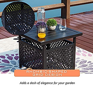 LOKATSE HOME Patio Umbrella Side Table Stand Steel with 1.57" Hole Outdoor Coffee Bistro Deck Garden Pool, Black