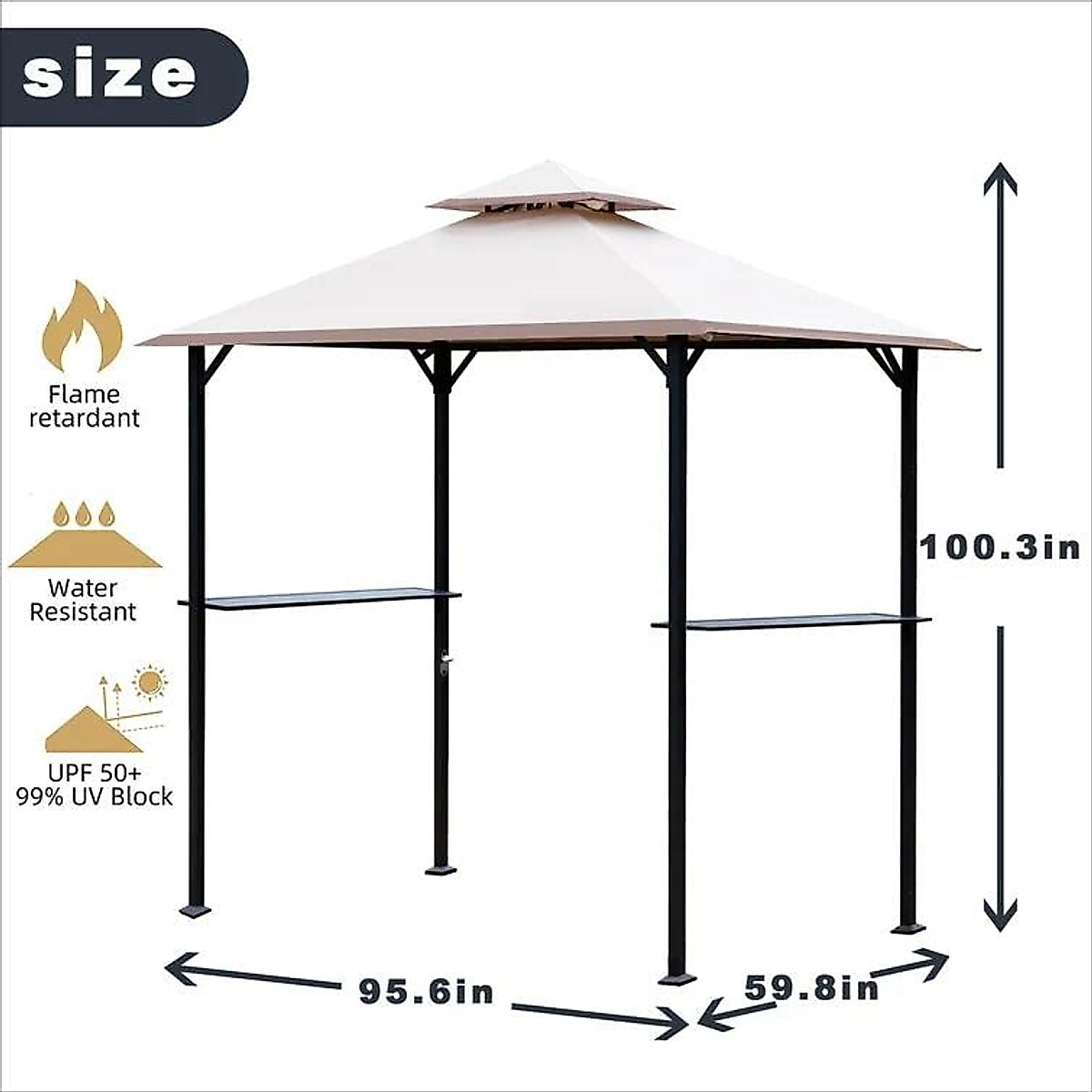Hofzelt 8x5 Gill BBQ Tent Outdoor Canopy, BBQ Gazebo for Outdoor Backyard BBQ Family Gathering Dinners (Str 8'X5', Cream)