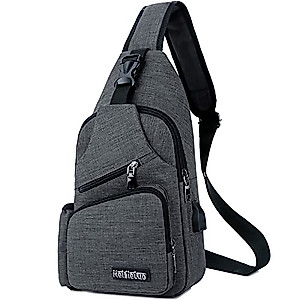 Peicees Sling Bag for Men Women Shoulder Bag Daypack with Bottle Holder