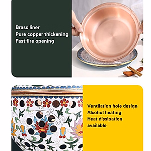 Chafing Dishes Single Person Copper Hot Pot Old Beijing Copper Stove Hot Pot Household Instant Boiled Mutton Pot Commercial Alcohol Meal Hot Pot (Color : A, Size : 19.2 * 23cm)