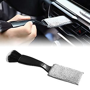 Rsept Soft Car Detailing Brush,Double Head Brush for Car Clean,Car Detailing Brushes Exterior,Double Ended Portable Cleaning Brush Mini Hand Held Magic Brush Duster for House, Car, Office (Black)