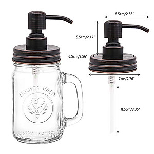 Apol 2 Pcs Stainless Steel Lid Bathroom Accessories Set,Bronzed Mason Jar Hand Soap Dispenser Lid with Pump and 4-Holes Toothbrush Holder Lid for Bathroom Kitchen Farmhouse Mason Jar Decor