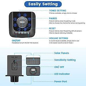 Chtoocy 1/2 Mile Upgrade Wireless Driveway Alarm, Motion Alarms for Cars with Long Range Base Station, Weatherproof Driveway Alert, Only Detect Vehicles, Pass Animals and People