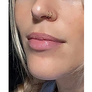 outerunner Double Nose Ring for Single Piercing 20g Nose Rings Hoops 6mm 8mm 10mm Surgical Steel Nose Hoop Silver/Gold/Rose Gold/Black/Rainbow