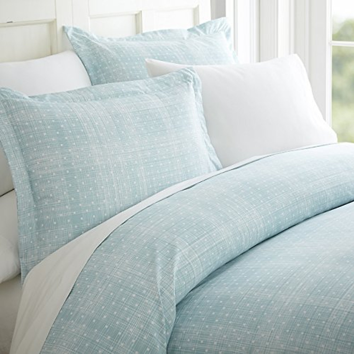 Simply Soft Ultra Soft Thatch Patterned 3 Piece Duvet Cover Set, Queen, Aqua (SS-DUV-That-QUEE-AQ)