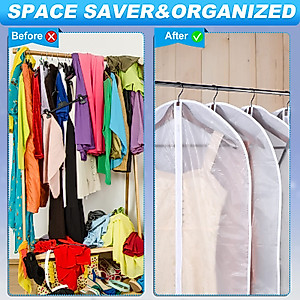 Weysat Set of 36, 24 x 60 Inch Hanging Garment Bag Clear Garment Covers Plastic Clothes Protectors for Hanging Clothes Storage Full Zipper Suit Bags PEVA Breathable Cover for Clothing Coat