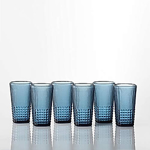 Fortessa Malcolm Double Old Fashioned Cocktail Glass 6 Pack, 11.5-Ounce, Cornflower Blue