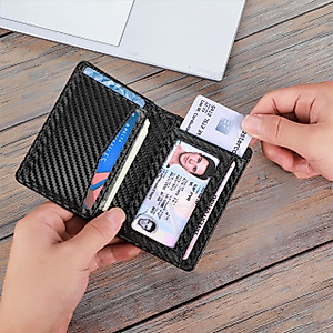 SparkMark Minimalist RFID Wallet for Men and Women | Slim Bifold Credit Card Holder Wallet | Men's Business Card Case | Genuine Leather Front Pocket wallet with Gift Box