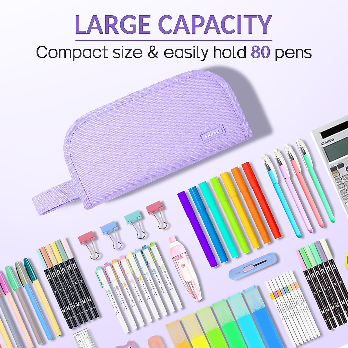 Sooez Wide Opening Pencil Case, Large Capacity Pencil Pouch Organizer Aesthetic Pencil Bag for School Supplies Stationery, Marker Pouch Makeup Bag Organizer