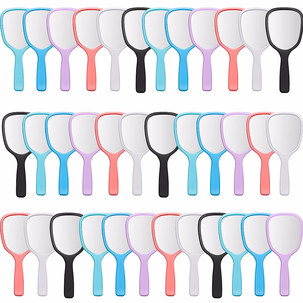 Vinsot Handheld Mirror Bulk Hand Mirrors with Handle Plastic Compact Travel Makeup Cosmetic Mirror Small Hand Held Mirror Portable Vanity Mirror for Home Camping Classroom, 7.09 x 3.15 Inches