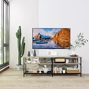 LAZEYARD TV Stand for 60 65 70 Inch TV, Long 63" Entertainment Center TV Console, TV Table with 3-Tier Open Storage Shelves, Industrial TV Cabinet with Metal Frame for Living Room