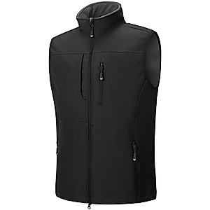33,000ft Men's Lightweight Softshell Vest Outerwear Zip Up Fleece Lined Windproof Sleeveless Jacket for Golf Running Hiking