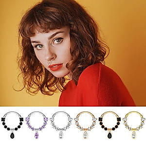 Melighting 16G Septum Jewelry Teardrop Dangle Septum Rings Women 316L Stainless Steel Clear CZ Daith Earrings Helix Earrings Cartilage Tragus Earring Piercing Jewelry for Men