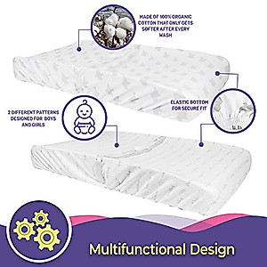 Budding Sprout Organic Cotton Ultra Soft Hypoallergenic Changing Pad Covers (2-Pack) Fits Standard Size Pads 16” x 32” Comes with Two Unisex Design