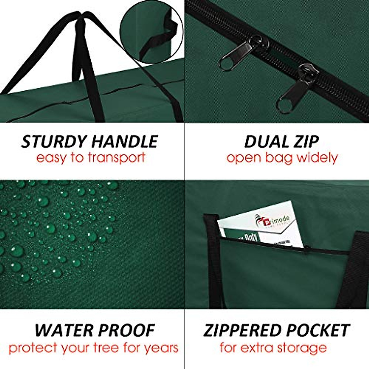 Primode Christmas Tree Storage Bag | Fits Up to 9 Ft. Tall Disassembled Tree | 25" Height X 20" Wide X 65" Long | Durable 600D Oxford Material | Heavy Duty Xmas Storage Container (Green)