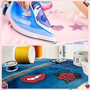 Ysleen 16 Pieces Purple Sequin Iron on Patches DIY Embroidered Patch Sequin Applique Lip Lipstick Patch Decoration Clothing Jeans Bag Sew on Repair for Woman Girl Garment Bag Shoes Caps Decor