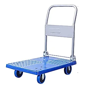 Generic Flatbed Hand Cart Foldable Platform Truck Plastic Deck Push Cart Metal Handle Hand Trolley for Moving Transport Silent Wheels Fit Outdoor and Indoor Heavy Duty Flatbed Cart (Size : S), Small