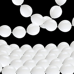 100 Pcs Link Balloon Linking Balloon Latex Linkable Balloons Connected Wedding Party Decoration (White, 10 Inch)