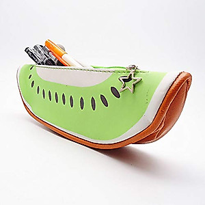 KNISUM 3 Piece Fruit Cute Zipper Cactus Pencil Case Student Canvas Pencil Bag Cute Small Wallet Storage bag Key Case- Watermelon Lemon Kiwi