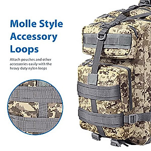 Flexzion Assault Pack Backpack - 40L Large Tactical Bags for Men Military Style Backpack, MOLLE Bug Out Gear Backpack, Water-Resistant RuckSack Army Backpack for Men and Women - Arctic Camouflage