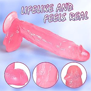 Huge Dildo Sex Toys for Women-Realistic Big Thick Dildo with Strong Suction Cup, Sex Toy Dildos with 11.8 Inch Big Adult Toys, Adult Sex Toy for Male&Female Couples, Anal Butt Plug Pink Rose Dildos