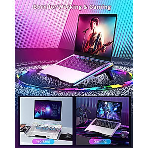 KeiBn Upgrade Laptop Cooling Pad A9,KeiBn All Aluminum-Alloy Laptop Cooler Fan for 10-15.6 Inches, 10 Modes RGB Colors Light, 3 Heights Stand, 2 USB Ports, Space Gray