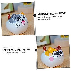 YARNOW Succulent Flower Pot Cat Mini Flower Planter Ceramic Flower Pot Decorative Cactus Planter Animal Bonsai Holder Animal Flower Pot Succulent Bonsai Pot Mini Pots Vase Ceramics Indoor