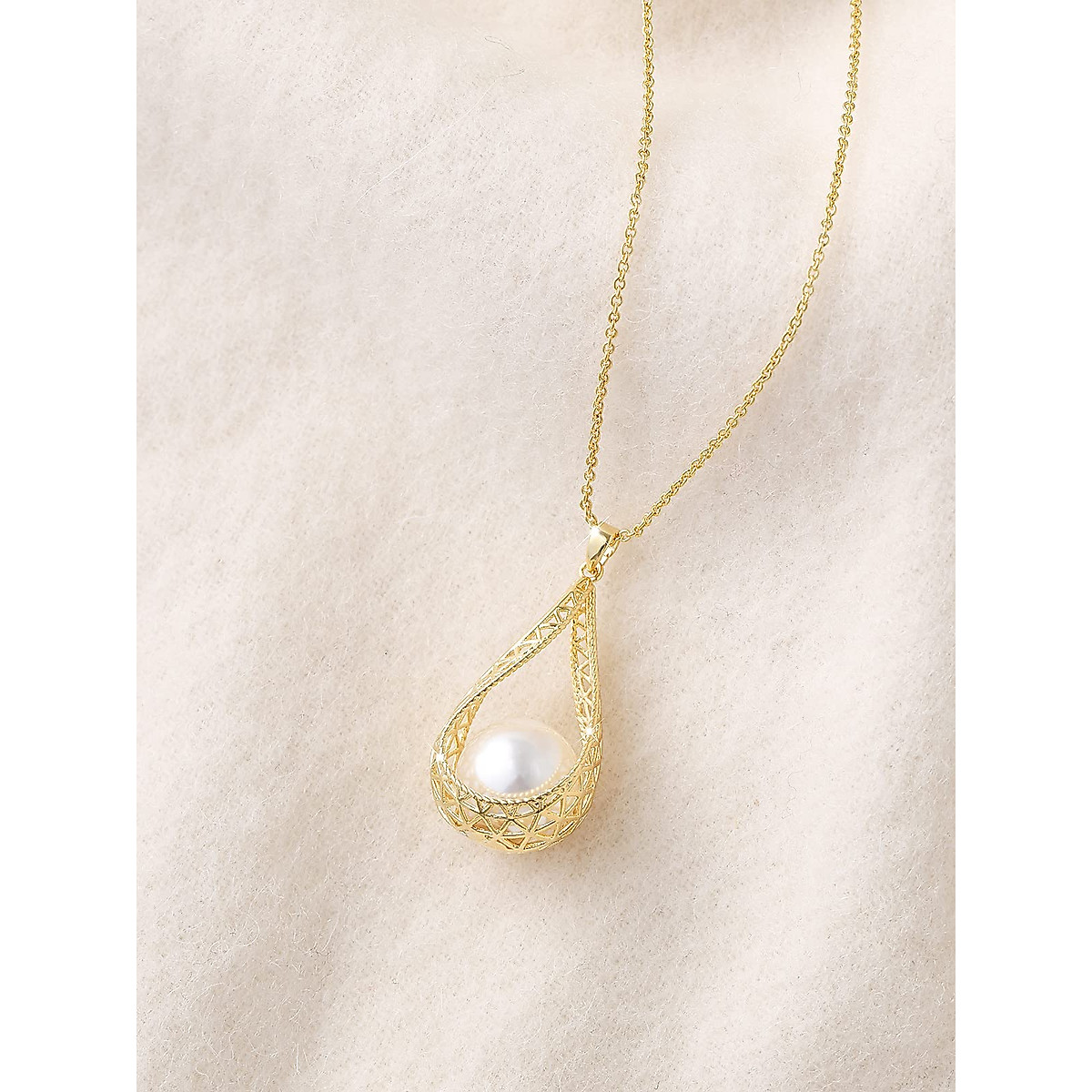 Big Light Pink Pearl Large Pendant Drop Dangle Simple Prom Formal Necklace for Women Trendy Handmade Hypoallergenic Rose Glod Plated Costume Jewelry (Light Pink-Rose Gold)