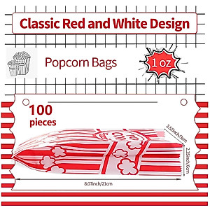 VOISEN Paper Popcorn Bags,100 Pack 1oz Popcorn Bags Individual Servings, Popcorn Bags Bulk for Popcorn Machine, Party, Movie Nights, Carnival Party