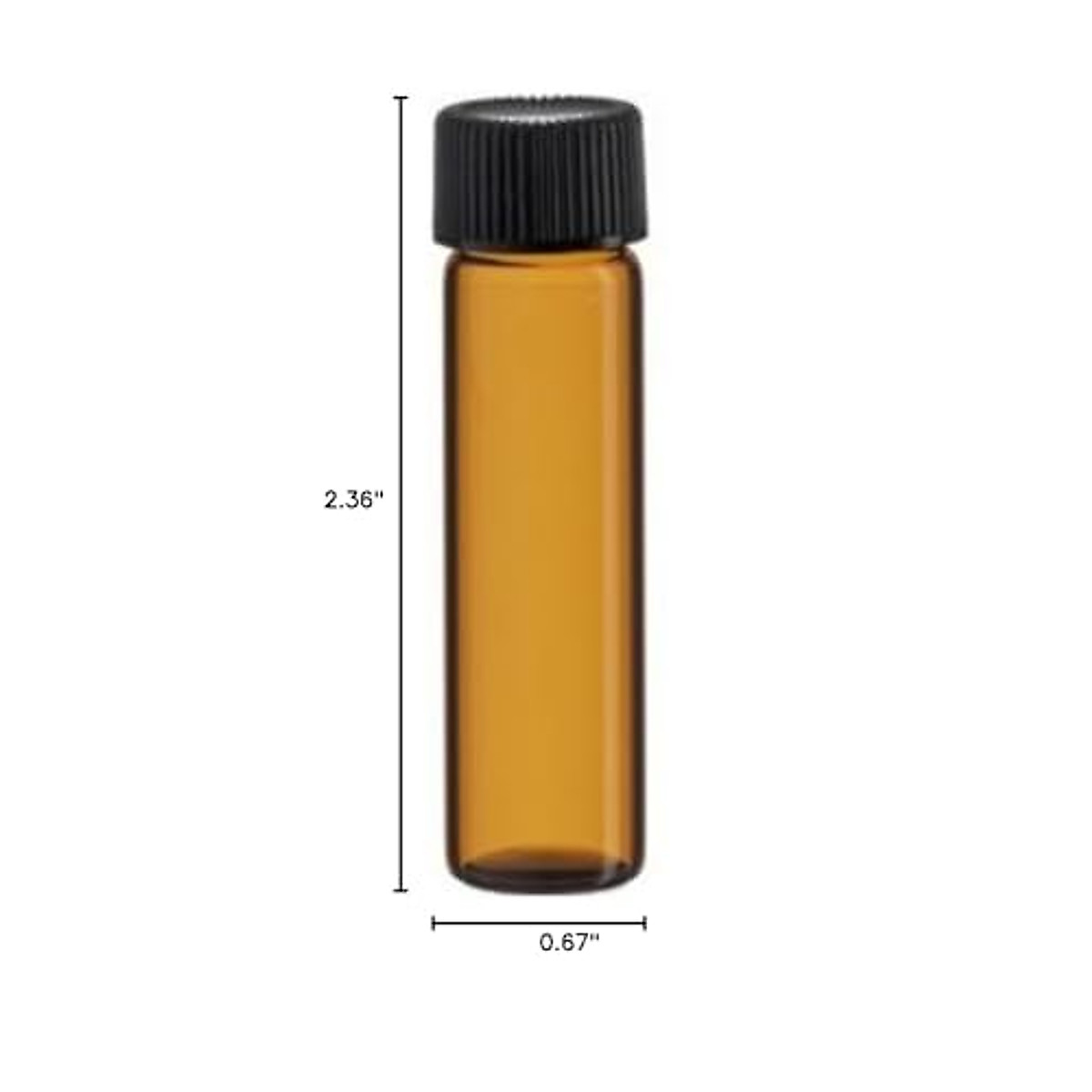2 Dram Amber Glass Vial - Screw Cap - Pack of 12