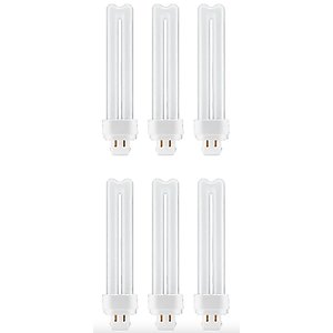 GE (6 Bulbs) Lighting Bright White 26 watt Plug-in CFL, G24q-3 Base, 6.4 inch, F26DX 3500K, 1800 Lumen, Compact Fluorescent Light Bulb