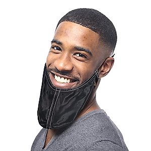 Kenllas Large Adjustable Beard Bandana - Beard Bonnet for Men, Breathable and Lightweight Facial Cover, Black Beard Bib for Nourishing Oil Balm Moisturizing Sleeping (Waterproof)