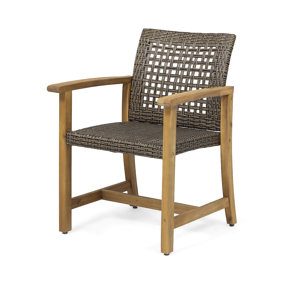 GDFStudio Outdoor Acacia Wood Dining Chair (Set of 2), Teak Finish and Mixed Mocha