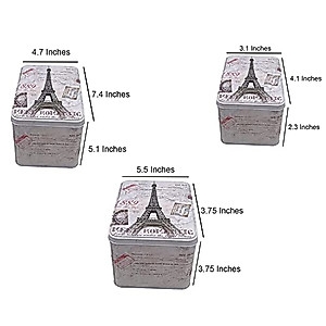 HADAAYA Paris Themed French Style Multipurpose Storage Nesting Tins with Lid - Set of 3, shabby chic