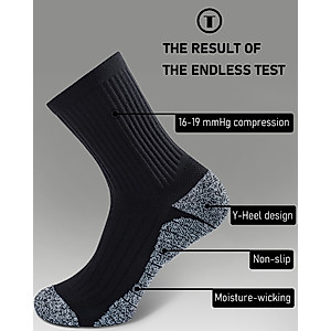 SITOISBE Cushioned Compression Unisex Mid-crew Socks 4-Pack, Large, Black