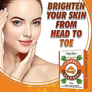 Turmeric Soap Bar for Face & Body - All Natural Turmeric Skin Soap - Turmeric Face Soap Reduces Acne, Heals Scars, & Cleanses Skin - 4oz Turmeric Bar Soap Detox Treatment for All Skin Types
