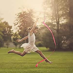 PAMASE Dance Ribbons - 16 Packs Ribbon Wands with Non-slip Handle for Kids, 6.6ft Rhythmic Gymnastics Dancing Rainbow Twirler Sticks Streamers Dance Flags