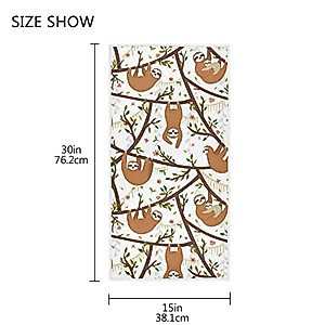 Wamika Funny Sloth Baby Hand Bath Towel Shower Towels Set Tree Pioneer Flowers Kitchen Hanging Gym Fingertip Bathroom Towel Highly Absorbent
