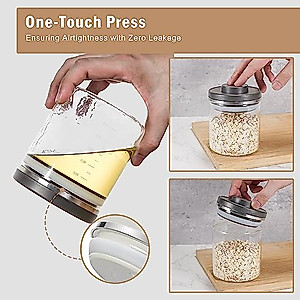 TrendPlain Air Tight Containers for Food - Pop Up High - Grade Borosilicate Glass Container with Stackable Lids - Storage Containers for Pantry, Cereal, Coffee, Rice, Flour 27 Oz / 800 ML, Grey