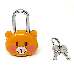 Honbay Cute Cartoon Animal Padlock Mini Brown Bear Padlock Lock with Key - for Jewelry Box, Purse, Handbag, Backpacks, Cabinet, Treasure Chest, Suitcases, Lockers, Letter Box, Diary, Notebook, etc