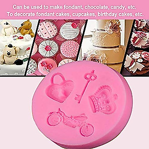 SIMUR 4 Pack Crown Fondant Candy Silicone Molds Bows Crown Heart Mold for Sugarcraft, Cake Decoration, Cupcake Topper, Chocolate, Pastry, Cookie Decor, Jewelry, Clay, Epoxy Resin, Crafting Projects