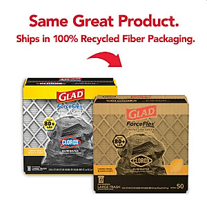 Glad Trash Bags, ForceFlex with Clorox Garbage Bags, Lemon Fresh Bleach Scent, 30 Gal, 50 Ct, Package May Vary
